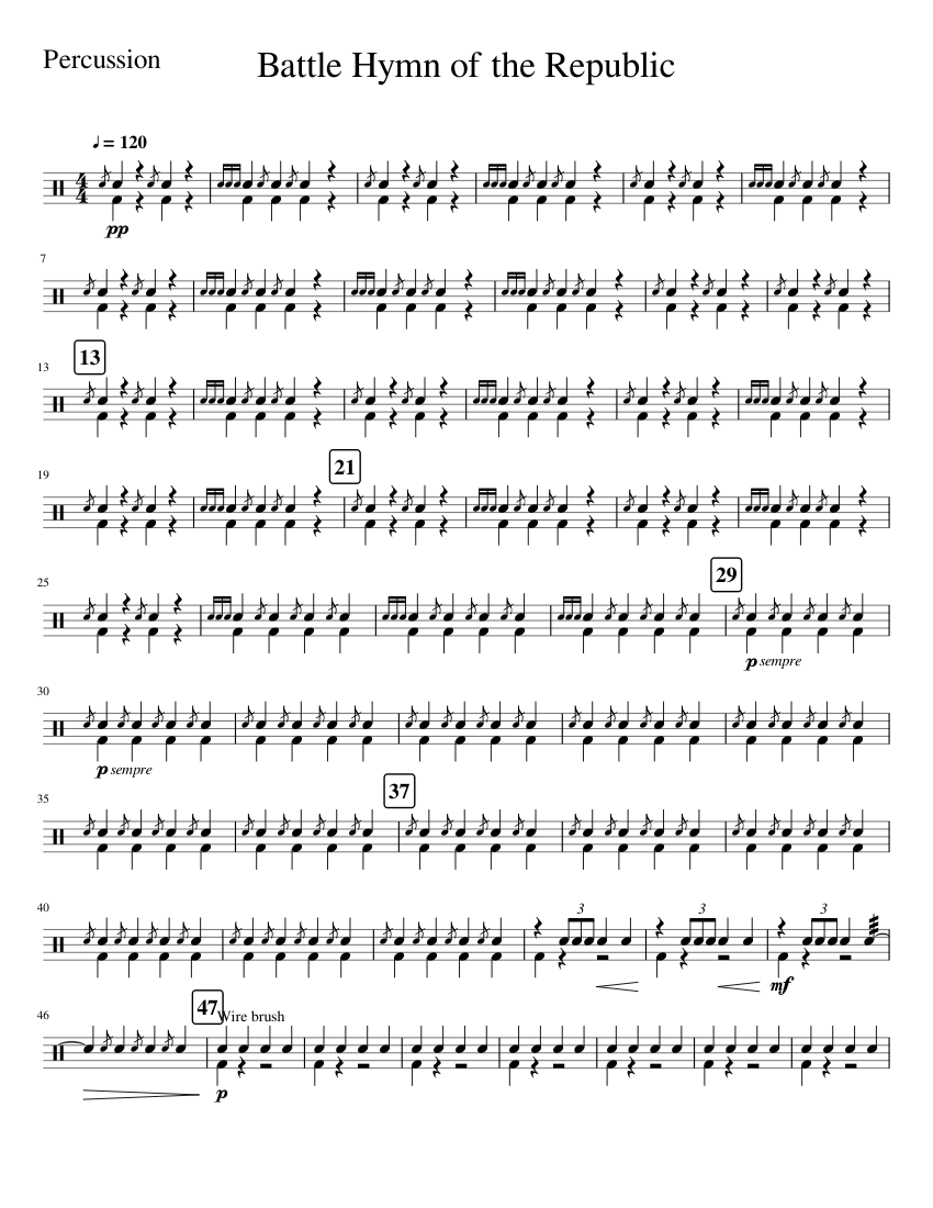 Battle Hymn of the Republic Percussion Sheet music for Drum group (Solo ...