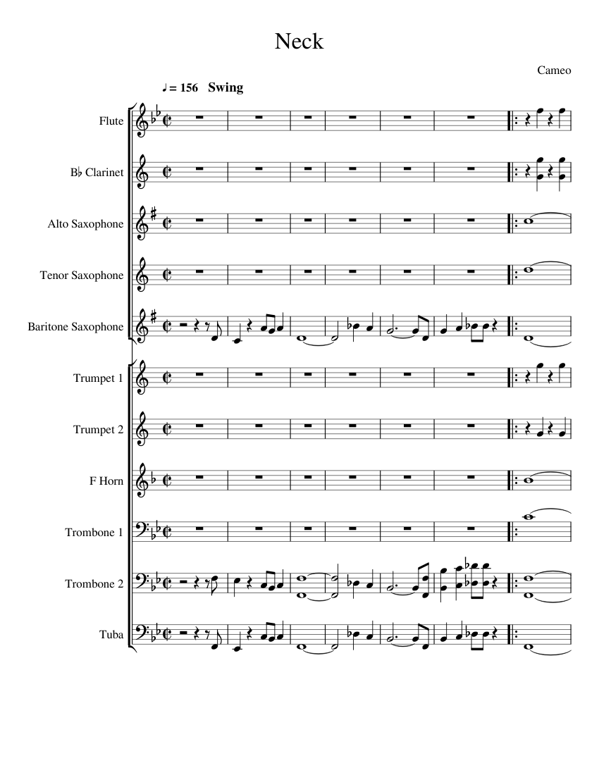 Neck Sheet Music for Trombone, Tuba, Flute, Clarinet in b-flat & more ...