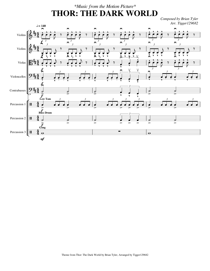 Thor: The Dark World String Orchestra Sheet music for Drum group ...