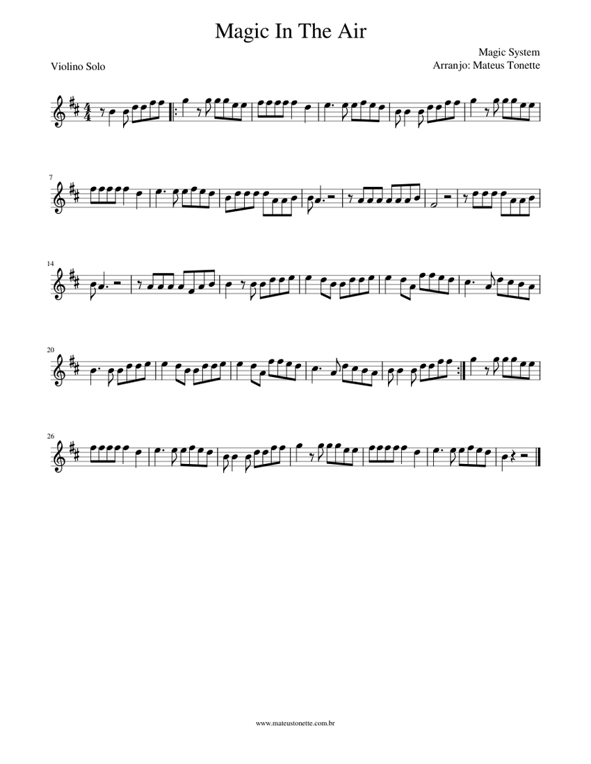 Magic in the air - Magic System Sheet music for Violin (Solo ...