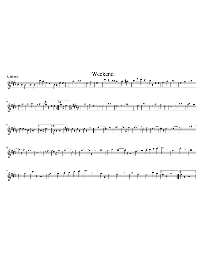 Weekend Sheet music for Flute piccolo (Solo) | Musescore.com