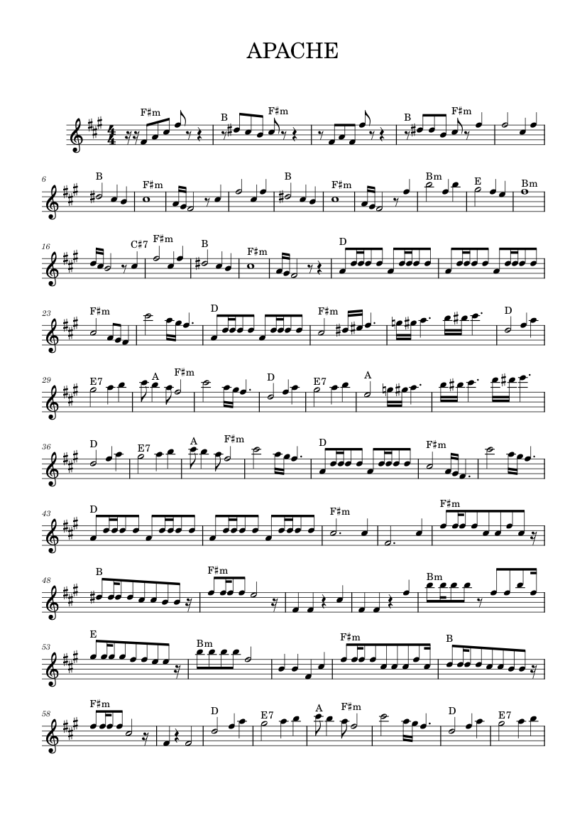 APPACHE – The Shadows Sheet Music for Saxophone alto (Solo) | MuseScore.com