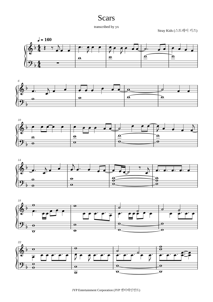 Scars – Stray Kids Sheet Music for Piano (Solo) | MuseScore.com