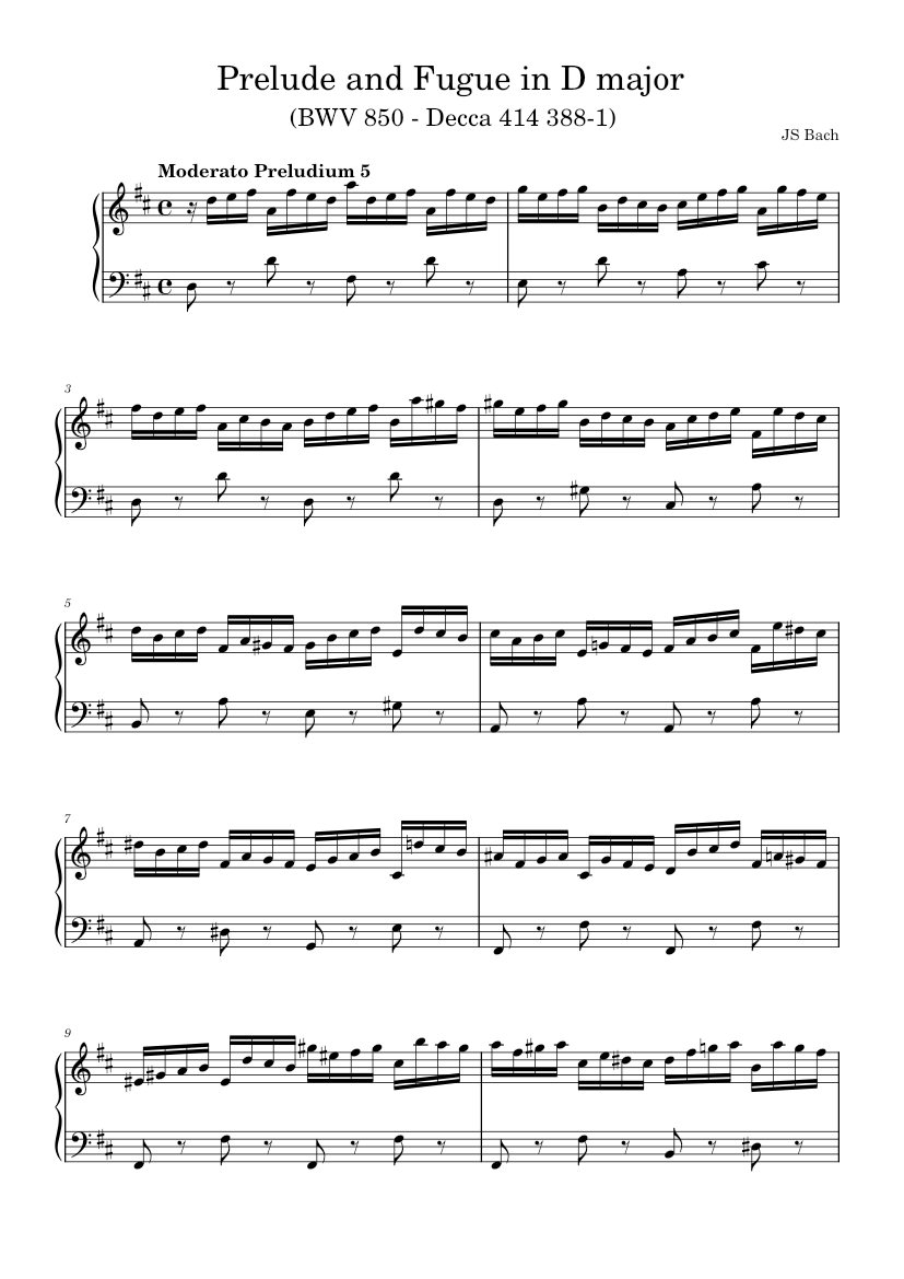Prelude and Fugue in D major - JS Bach Sheet music for Piano (Solo ...