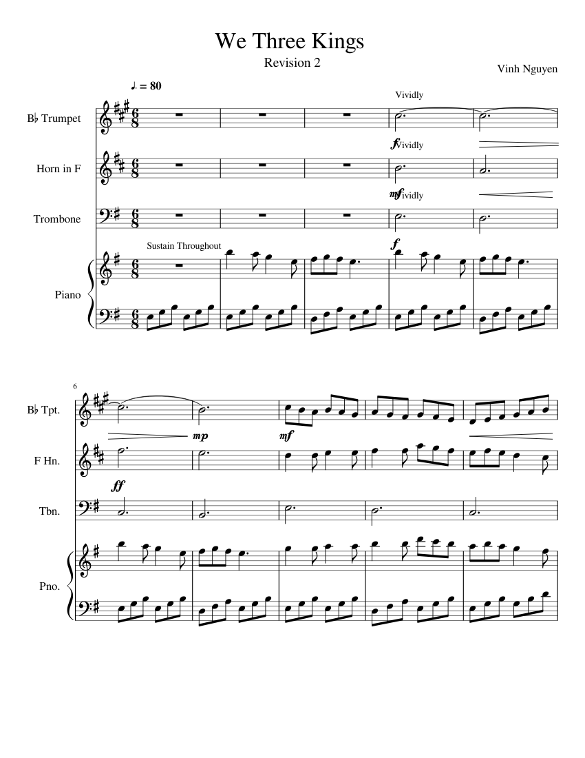 We Three Kings Sheet music for Piano, Trombone, Trumpet in b-flat ...
