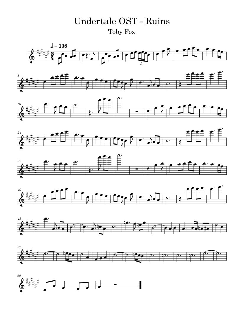 Undertale OST - Ruins Sheet music for Flute (Solo) | Musescore.com