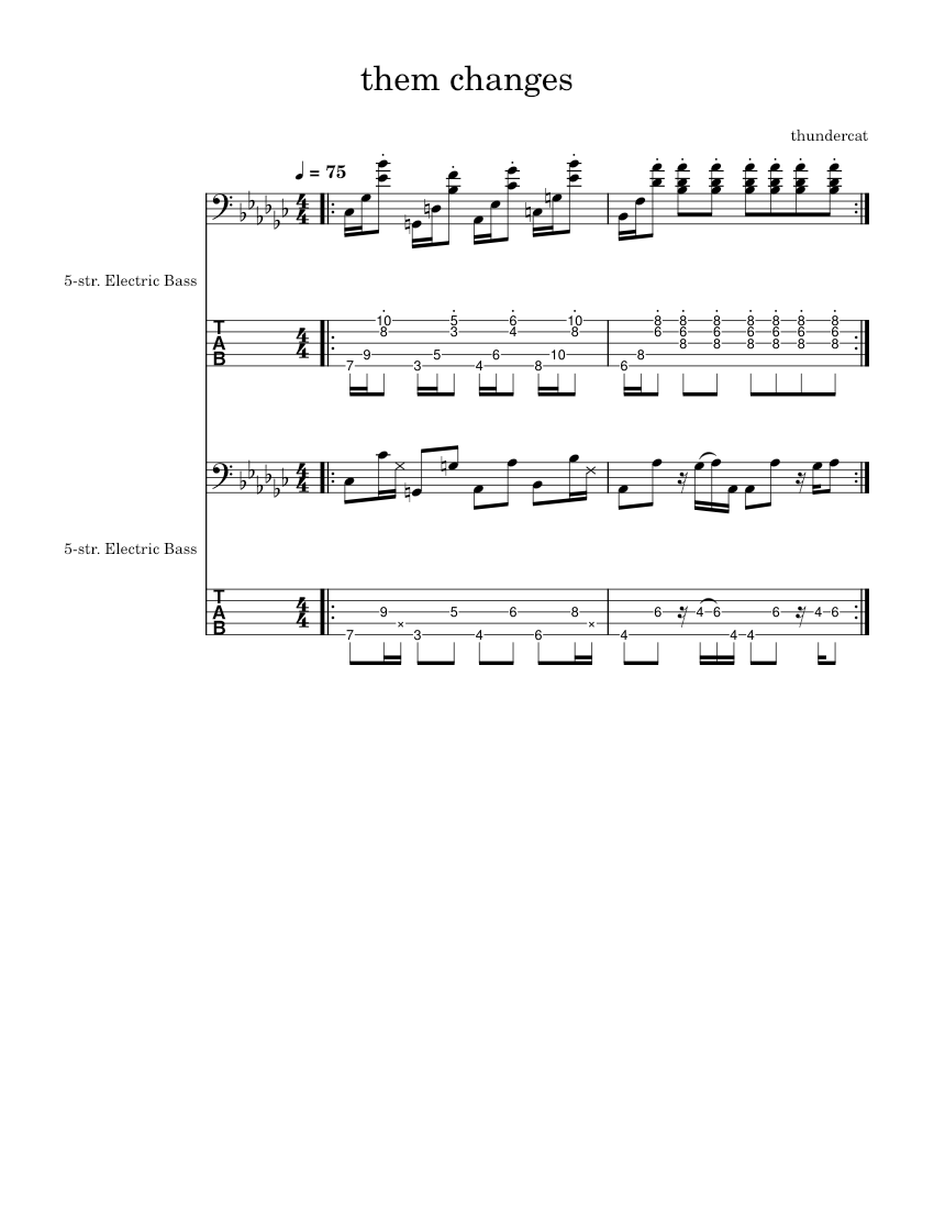 them changes Sheet music for Bass guitar (Mixed Duet) | Musescore.com
