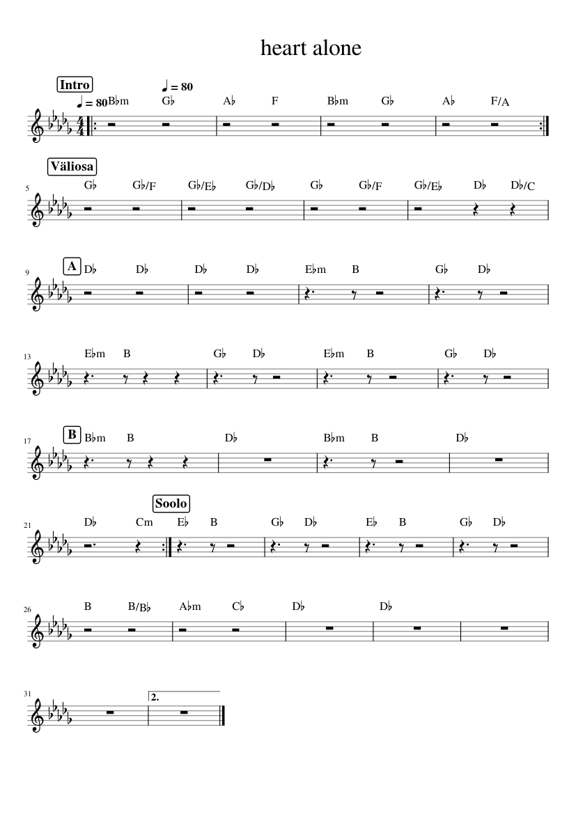 heart alone Sheet Music for Piano (Solo) Easy | MuseScore.com