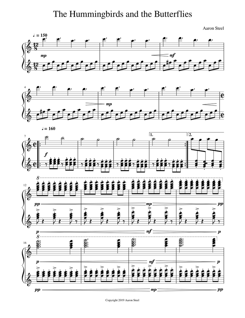 The Hummingbirds and the Butterflies Sheet music for Piano (Solo ...