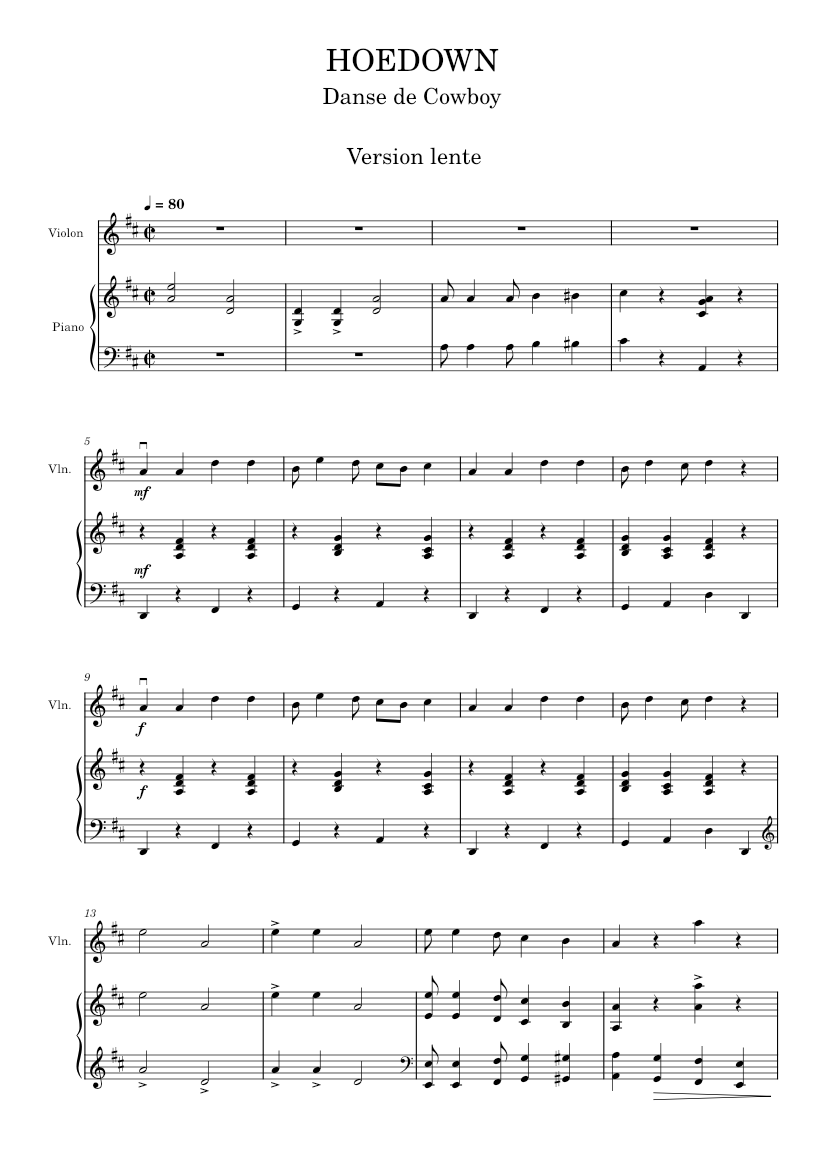 Hoedown Sheet music for Piano, Marimba (Mixed Duet) | Musescore.com