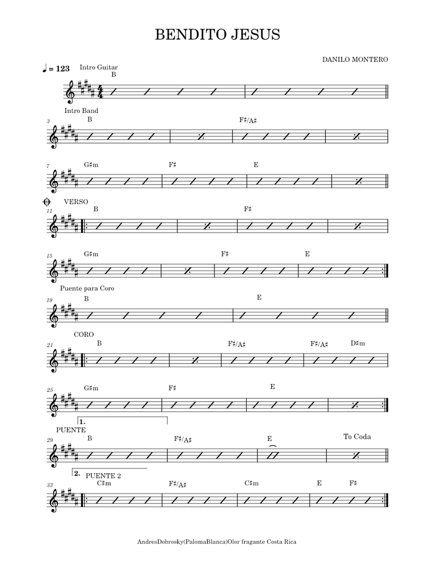 Bendito jesus – Danilo Montero BENDITO JESUS Sheet music for Piano ...