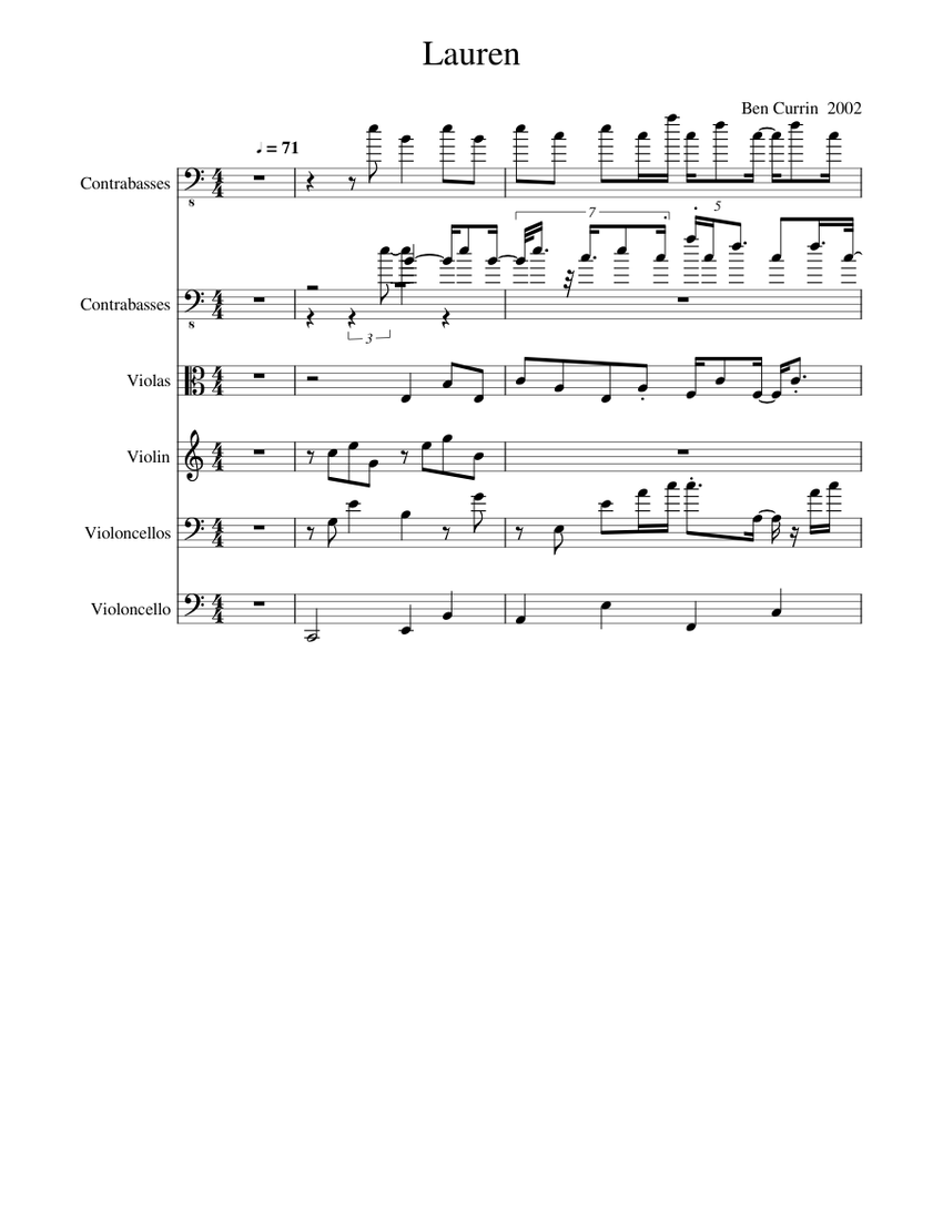 Lauren Sheet music for Violin, Cello, Strings group (String Quartet) | Musescore.com