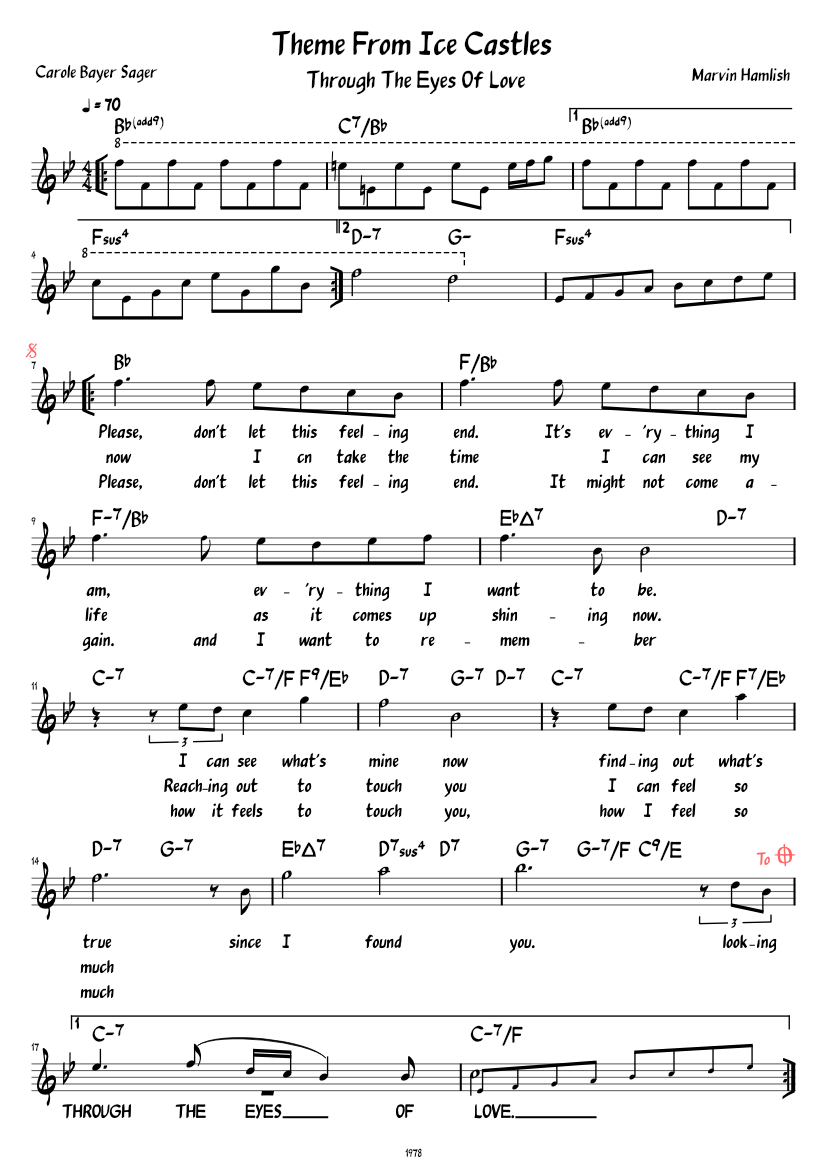 Theme From Ice Castles (Through the Eyes of Love) (Lead sheet with ...