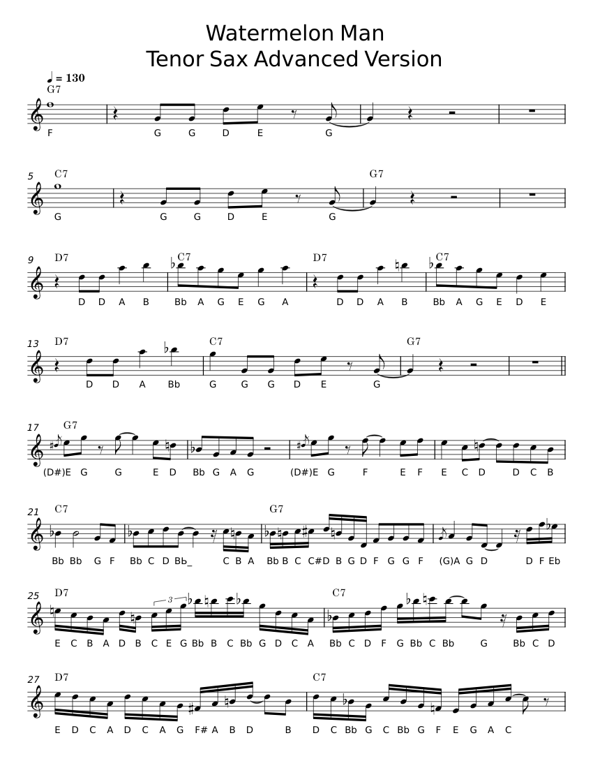 Watermelon Man - Herbie Hancock Sheet music for Saxophone tenor (Solo ...