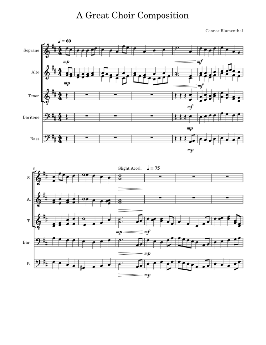 A Great Choir Composition Sheet music for Soprano, Alto, Tenor, Bass ...