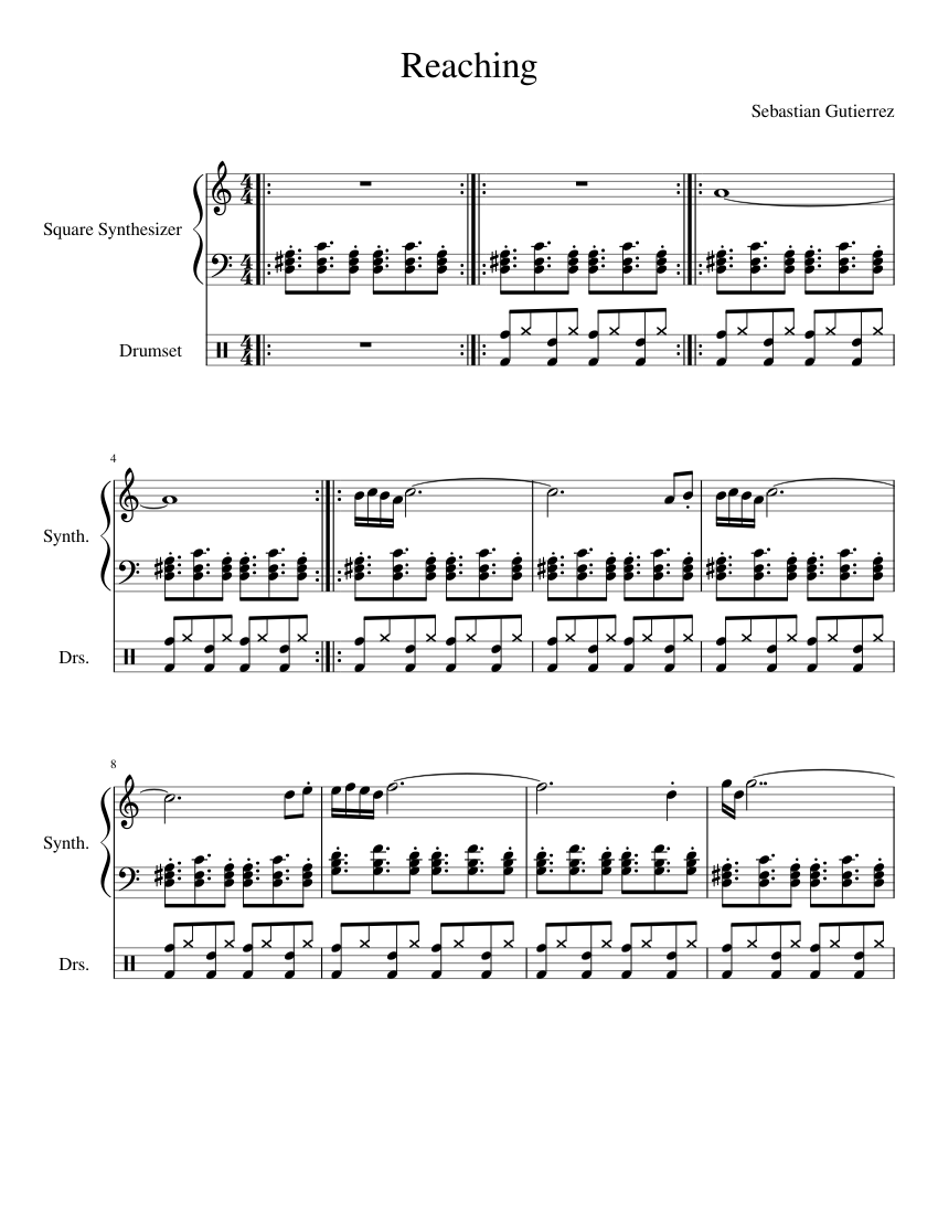Reaching Sheet music for Drum group, Synthesizer (Mixed Duet) | Musescore.com