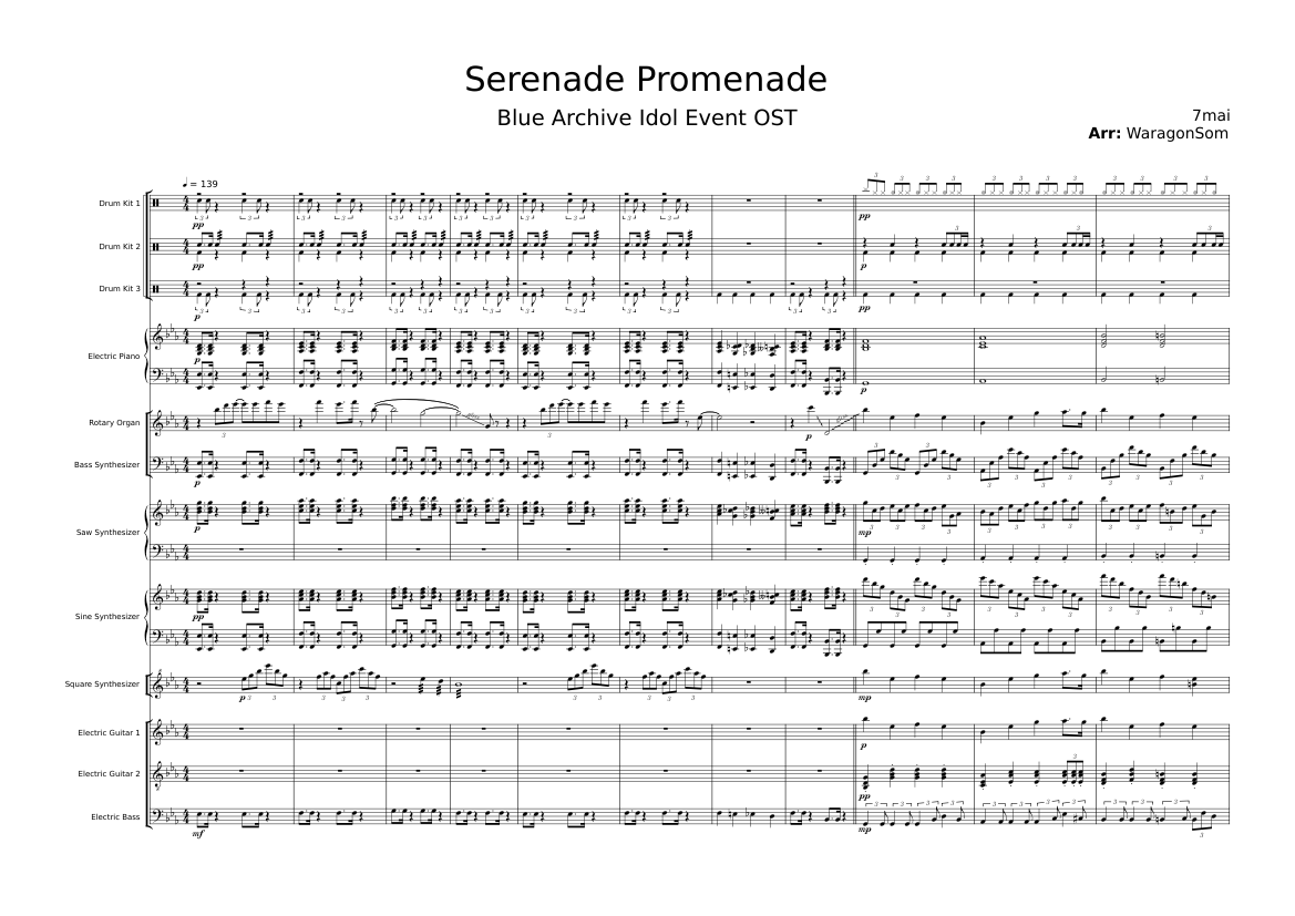 『Serenade Promenade』From Blue Archive Idol Event BGM Sheet Music for Piano, Organ, Guitar, Bass ...
