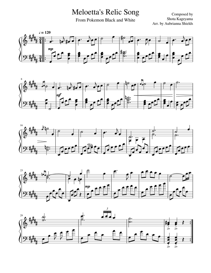 meloetta's relic song Sheet music for Piano (Solo) Easy | Musescore.com
