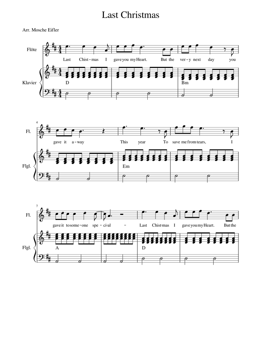 Last Christmas FOR PIANO AND FLUTE Sheet music for Piano, Flute (Piano ...