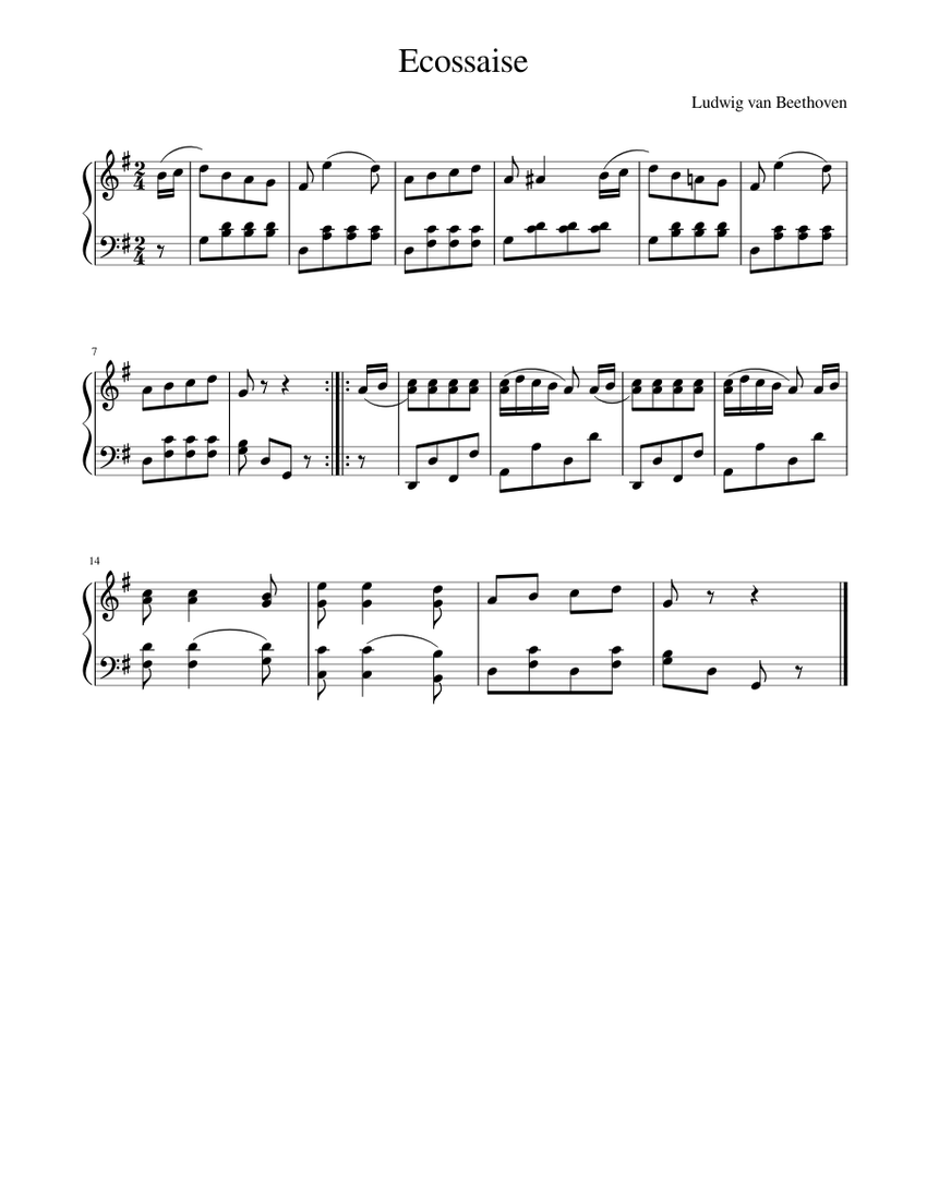 Ecossaise - Beethoven Sheet music for Piano (Solo) | Download and print ...