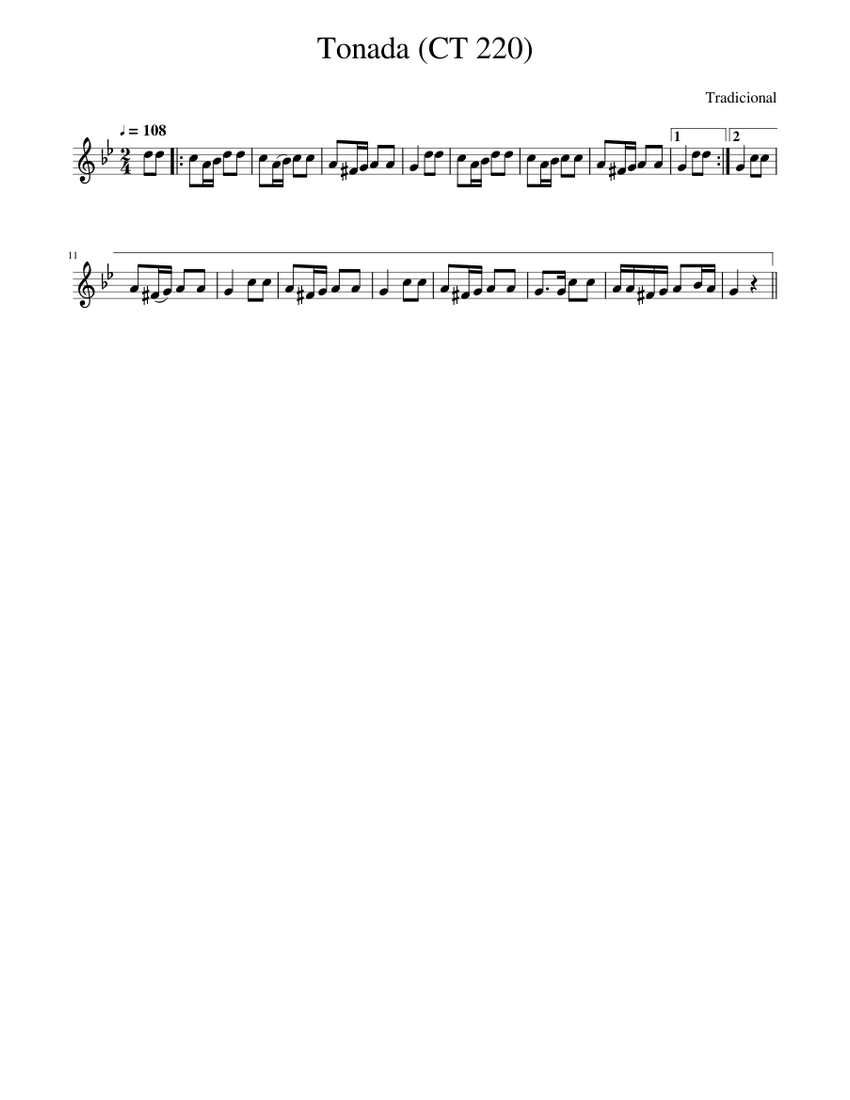 Traditional music - Tonada (CT 220) Sheet music for Piano (Solo) Easy ...