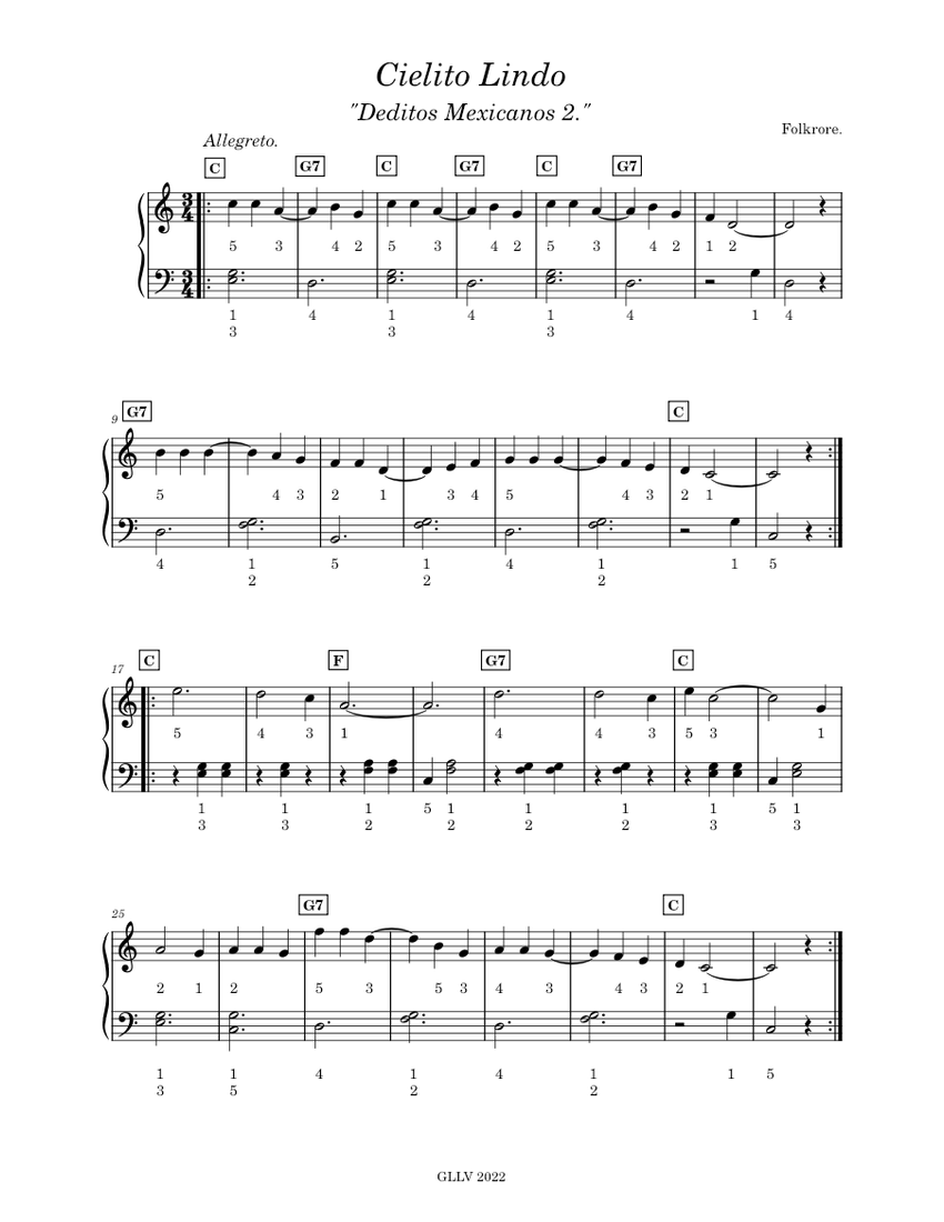 Cielito_Lindo Sheet music for Piano (Solo) Easy | Musescore.com