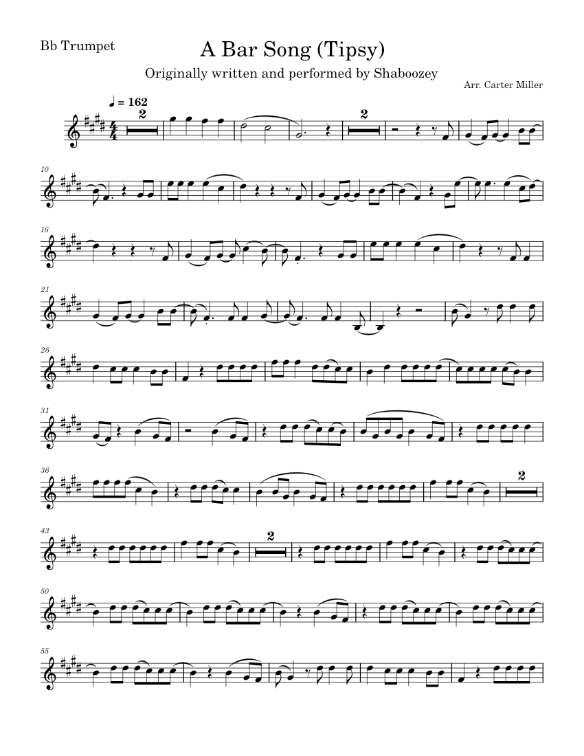 A Bar Song (Tipsy) – Shaboozey Sheet Music for Trumpet other (Solo ...