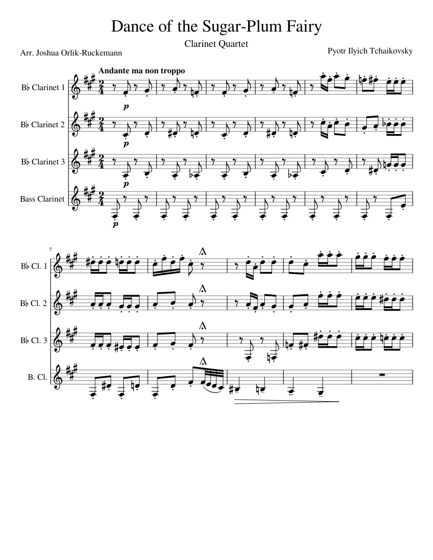 Dance of the Sugar Plum Fairy - Clarinet Quartet Sheet music for ...