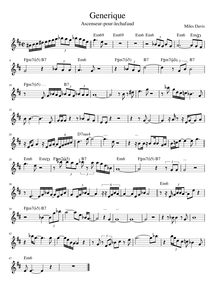 Generique Sheet music for Trumpet in b-flat (Solo) | Musescore.com