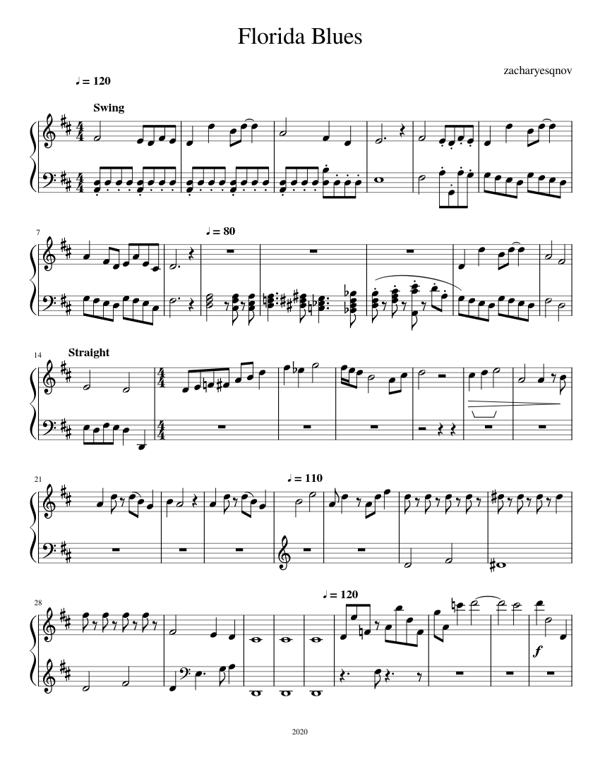 Florida_Blues Sheet music for Piano (Solo) | Musescore.com