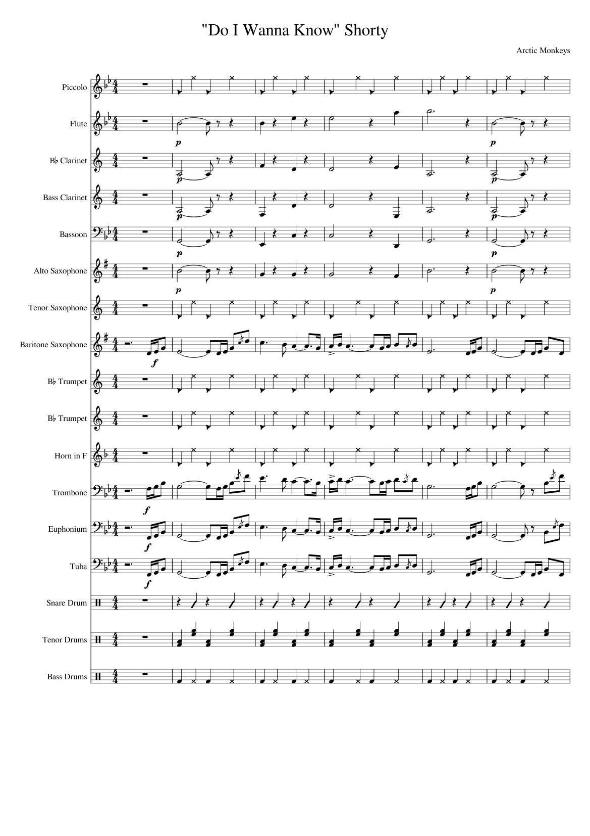 Do I Wanna Know? – Arctic Monkeys Sheet Music for Trombone, Euphonium ...