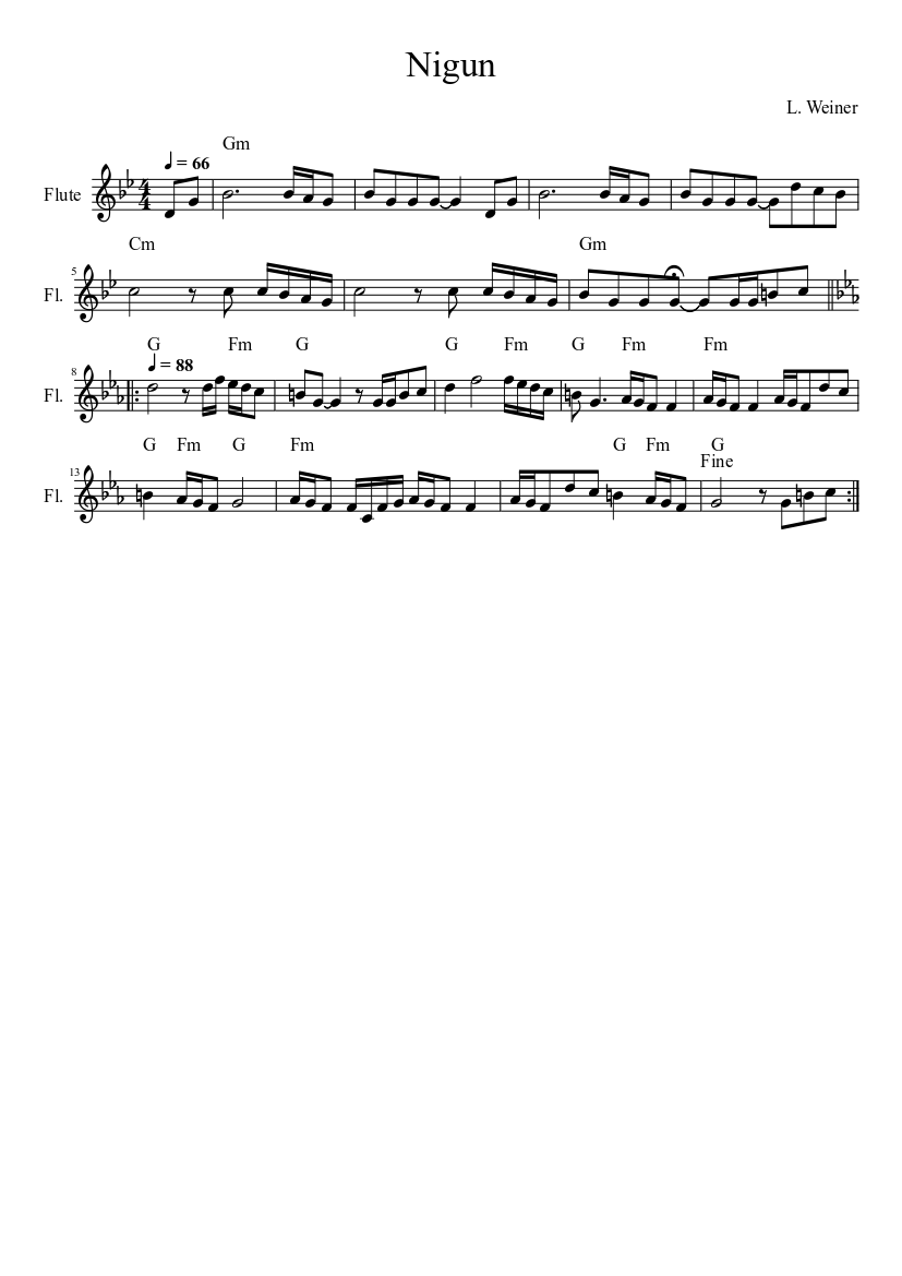 Nigun Sheet music for Flute (Solo) | Musescore.com
