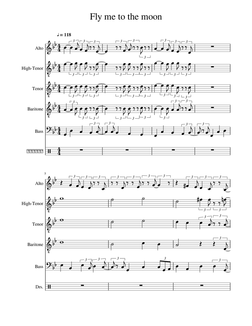 Fly me to the moon Sheet music for Bass guitar (Solo) | Musescore.com