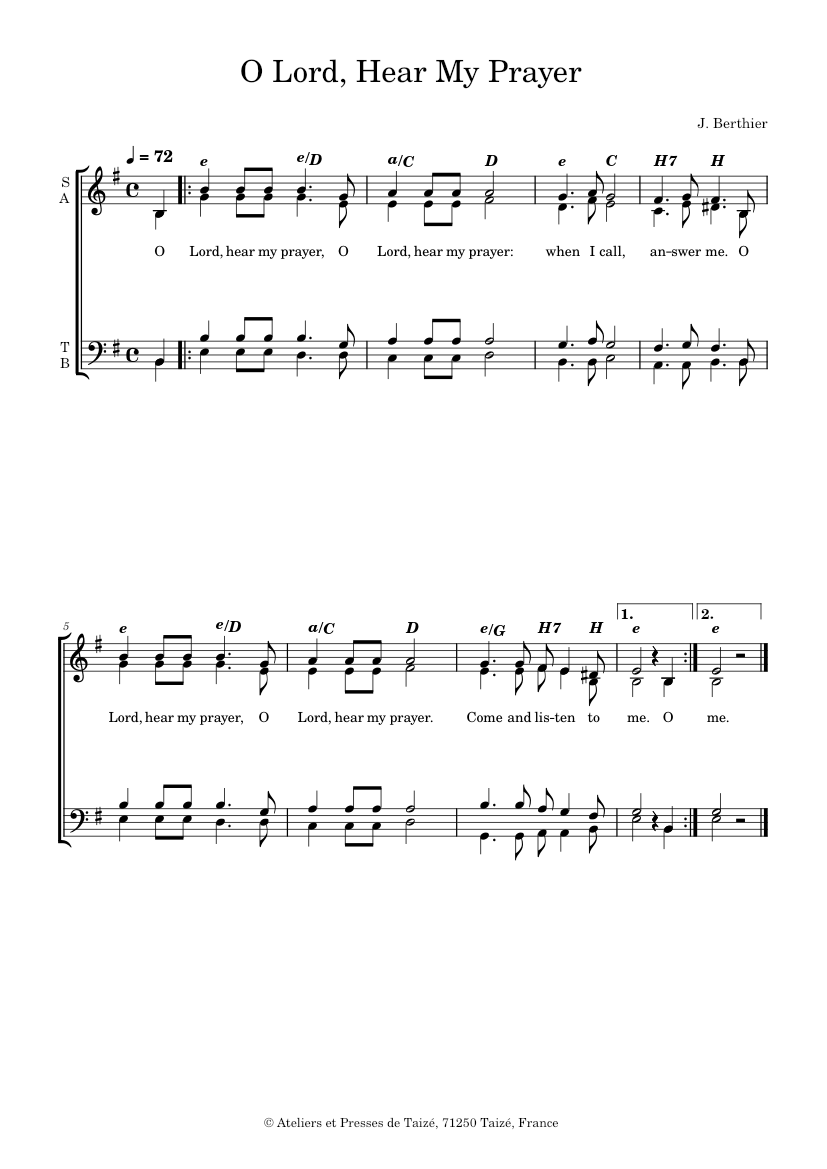 O Lord, Hear My Prayer – Taizé Sheet Music with Chords for Female, Male ...