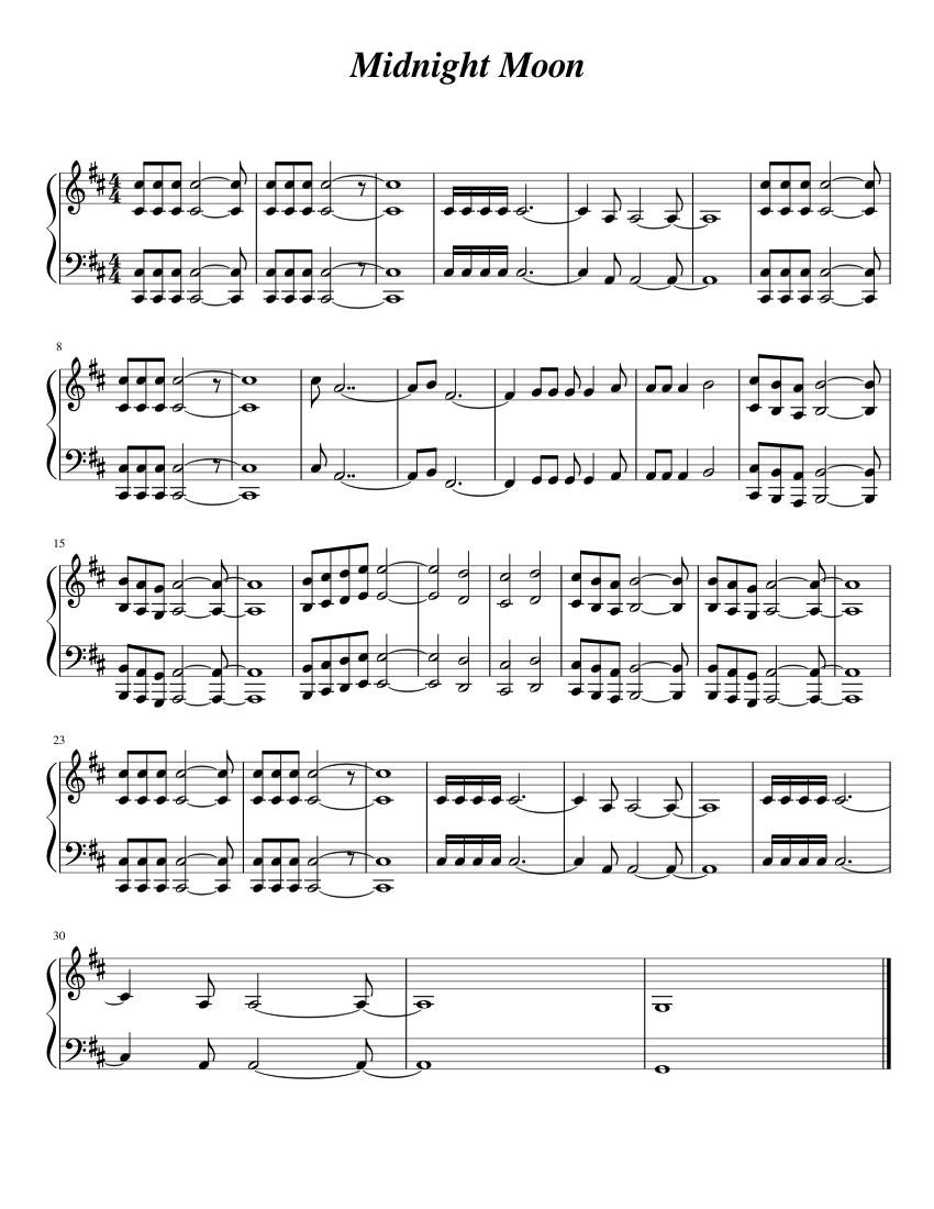 Midnight Moon Sheet music for Piano (Solo) Easy | Musescore.com