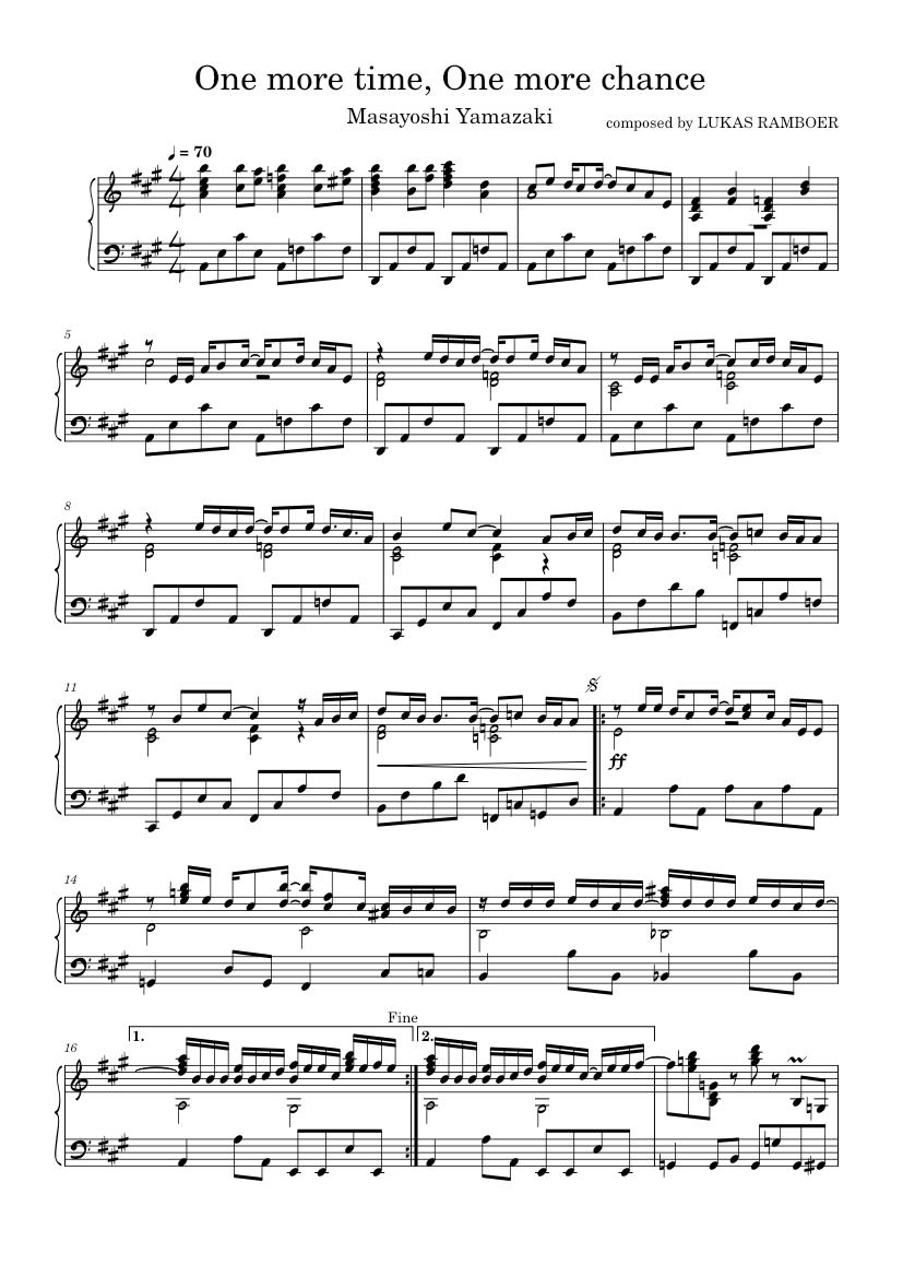 One more time, One more chance Sheet Music for Piano (Solo) | MuseScore.com