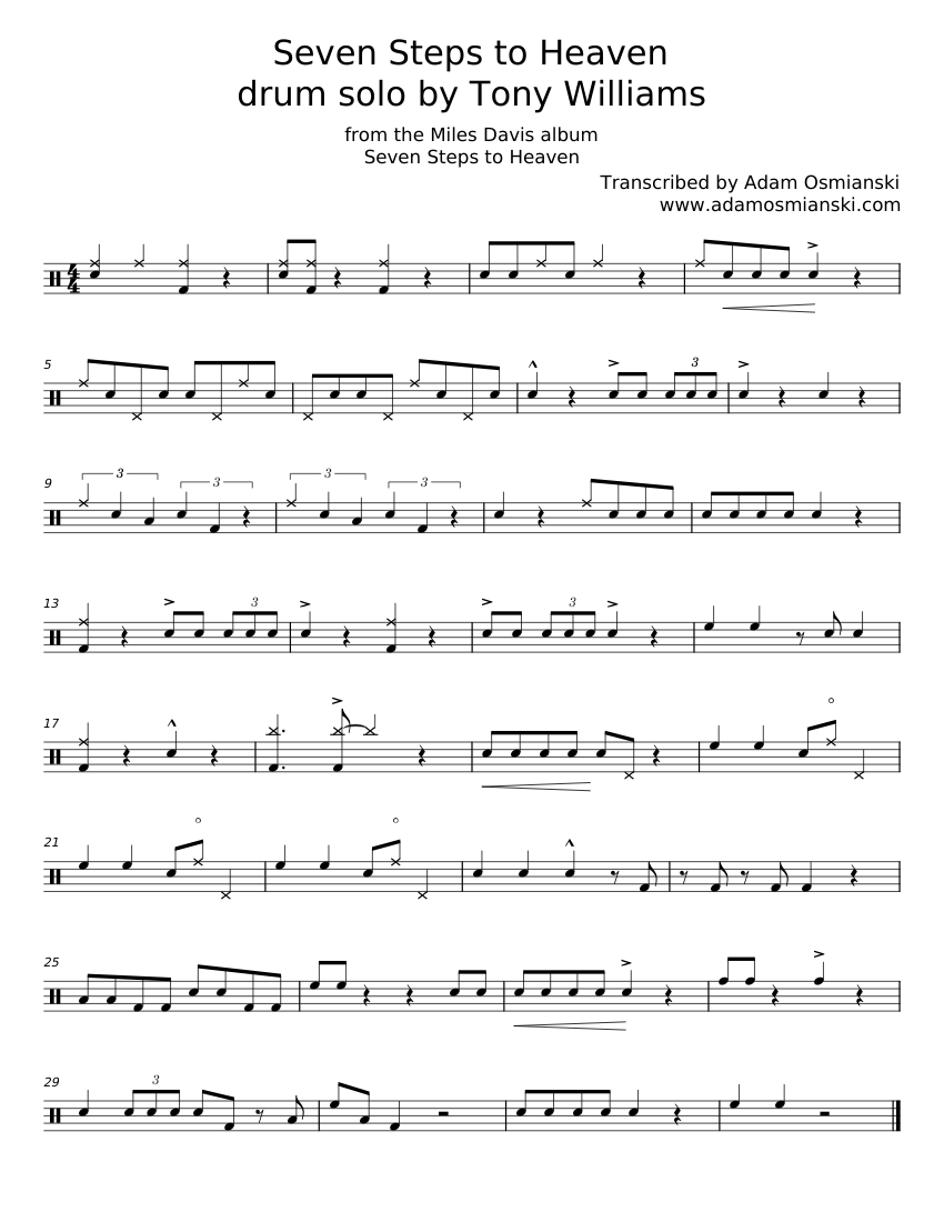 Seven Steps To Heaven - Miles Davis Sheet music for Drum group (Solo) | Musescore.com