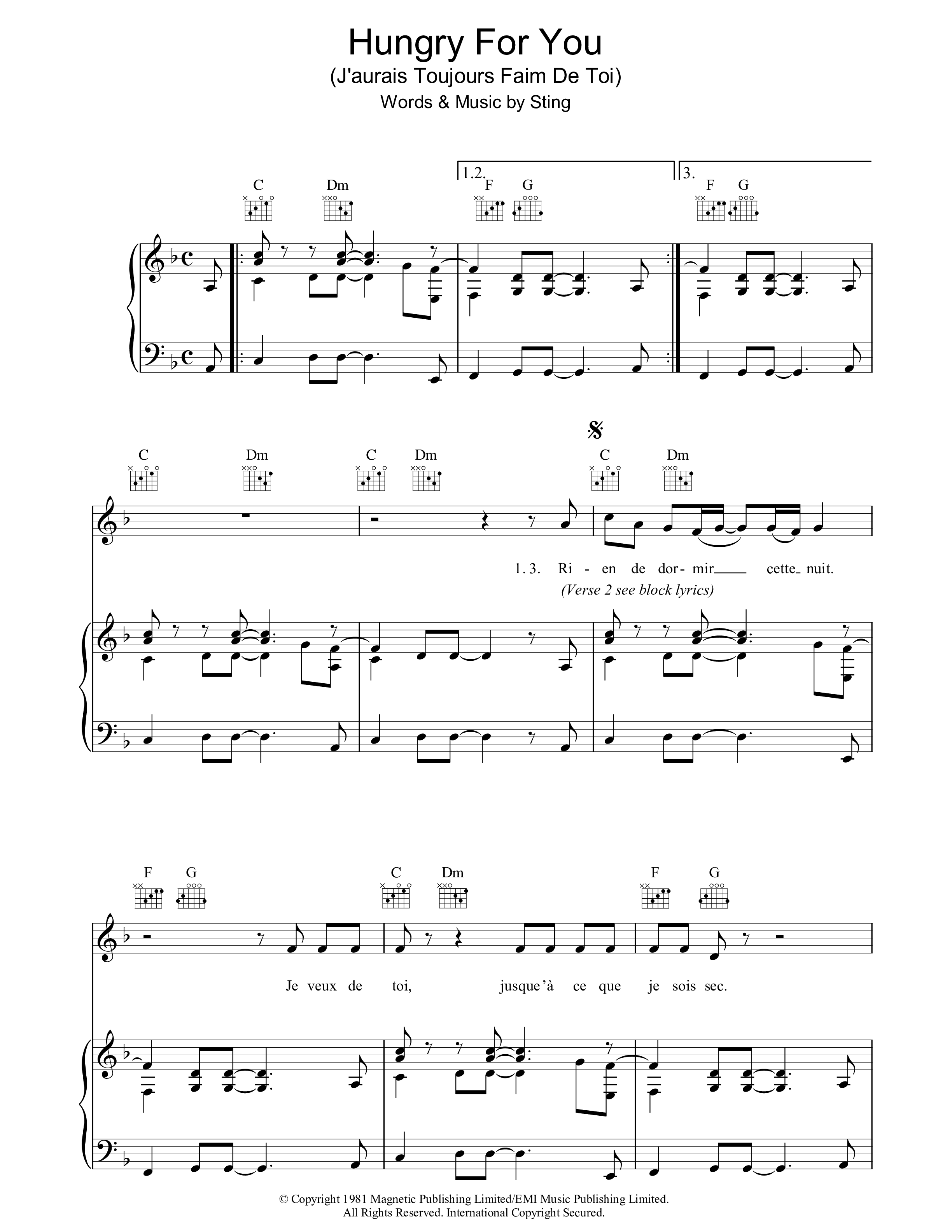 hungry for you Sheet music by The Police Official | MuseScore.com