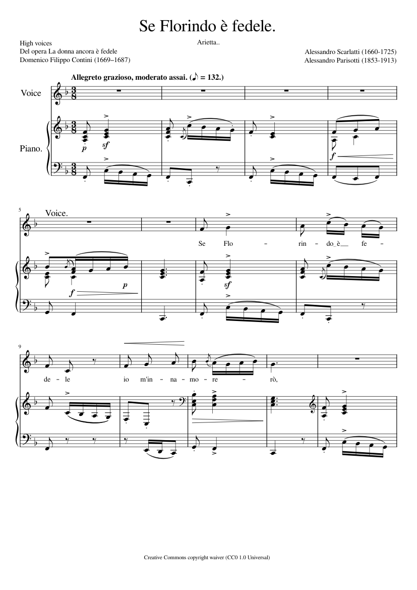 Scarlatti_Alessandro_-_Se_Florindo_e_fedele__Low.mscz Sheet Music for ...