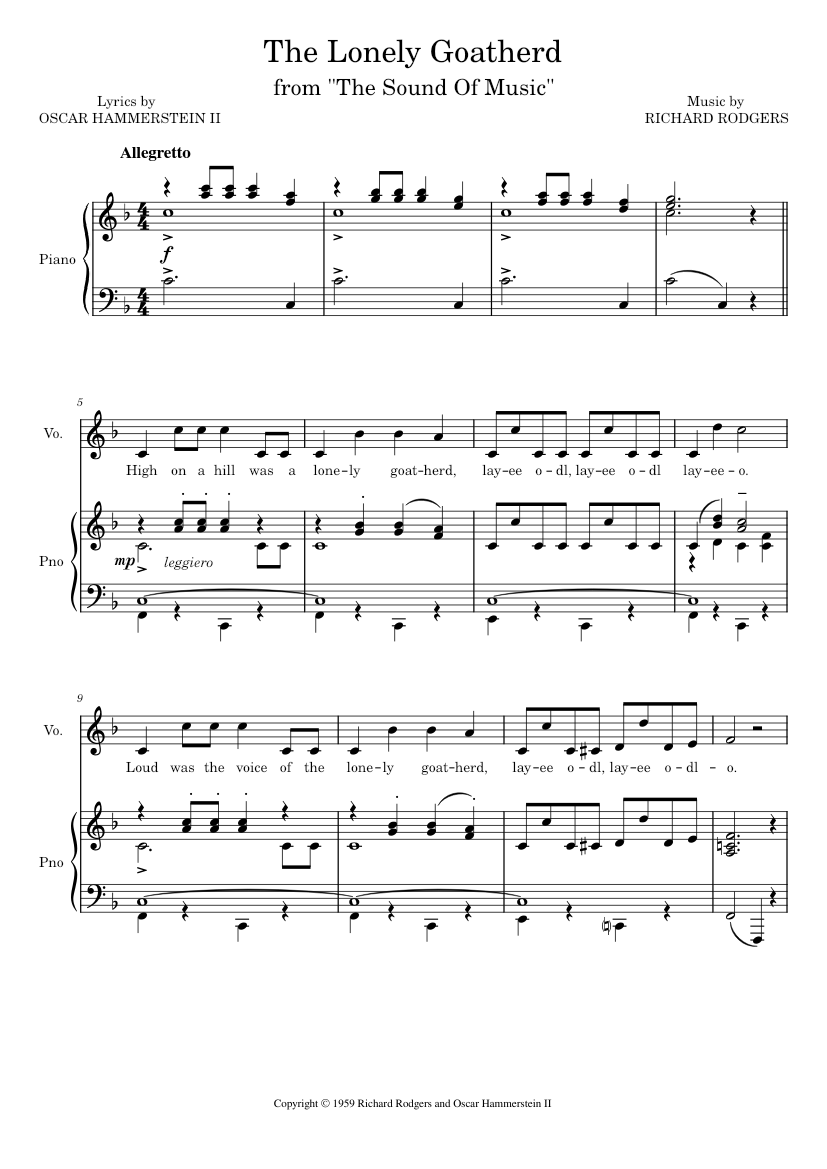 The Lonely Goatherd Sheet music for Piano (Piano Duo) | Musescore.com