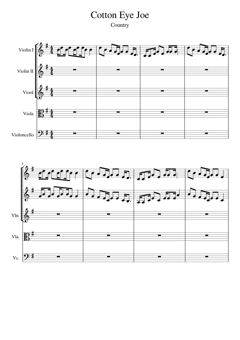 Cotton Eye Joe – Trad. Sheet music for Violin, Viola, Cello (String ...
