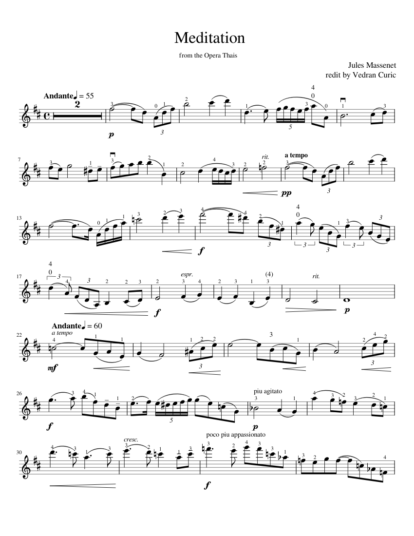 Meditation - Solo Violin Sheet Music for Violin (Solo) | MuseScore.com