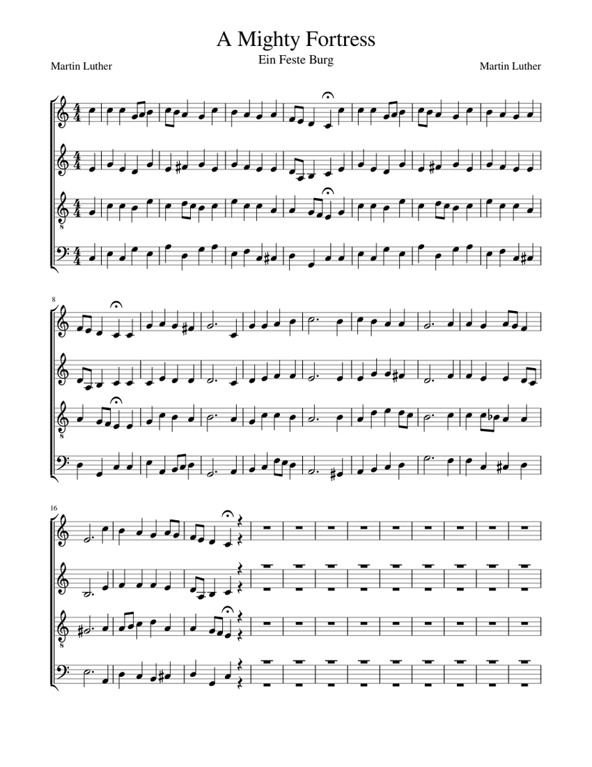 A Mighty Fortress Sheet music for Soprano, Alto, Tenor, Bass voice ...