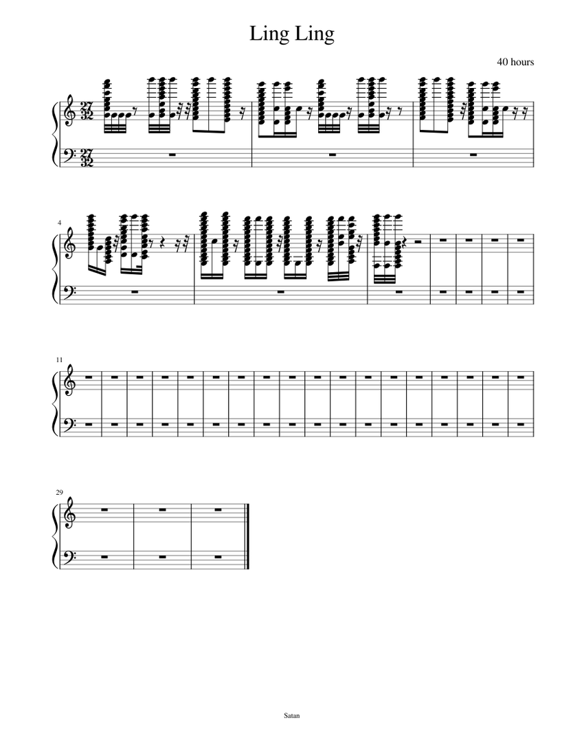 Ling Ling 40 Hours Sheet music for Piano (Solo) Easy | Musescore.com
