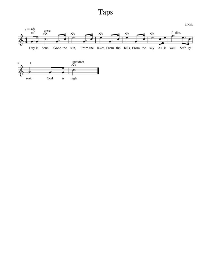 Taps Sheet music for Piano (Solo) Easy | Musescore.com