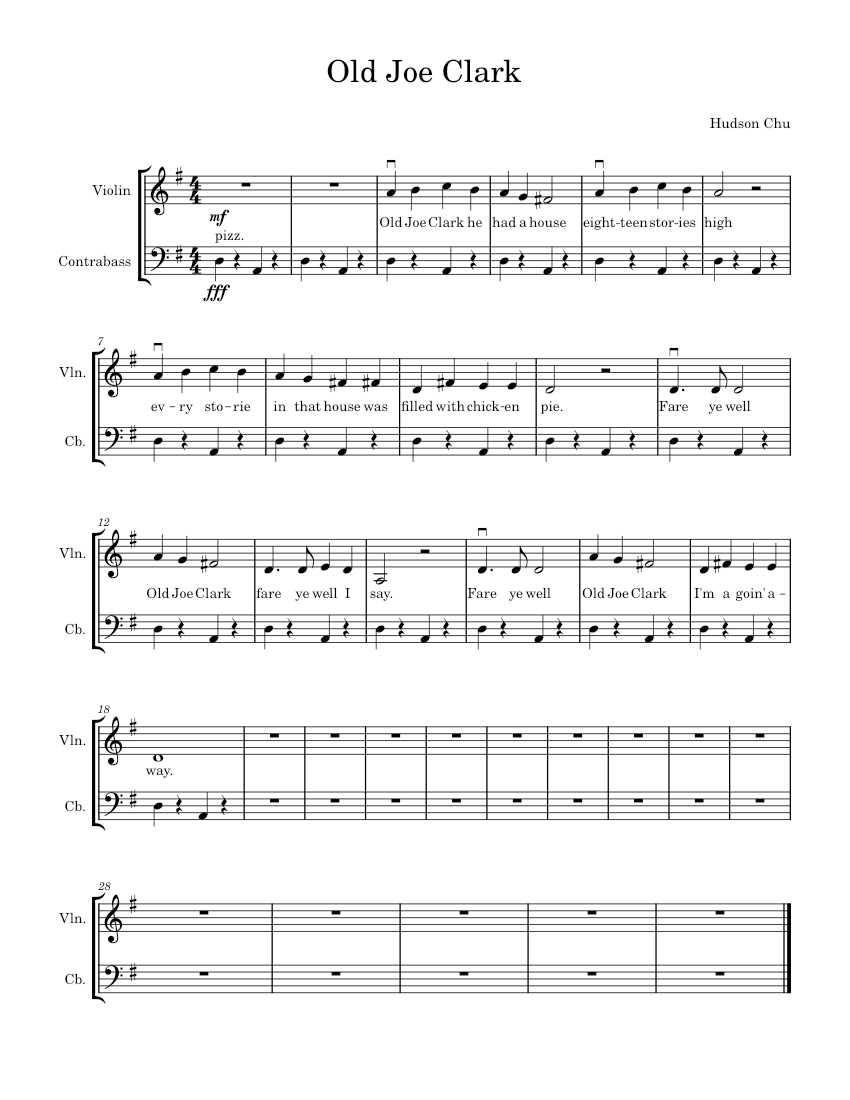 Old Joe Clark Sheet music for Violin, Woodwinds (other) (Mixed Duet ...