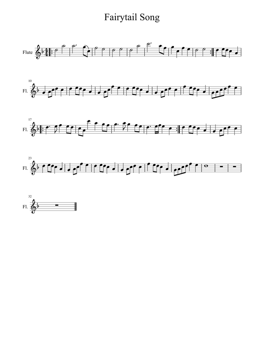 Fairytail Flute Sheet music for Flute (Solo) | Musescore.com