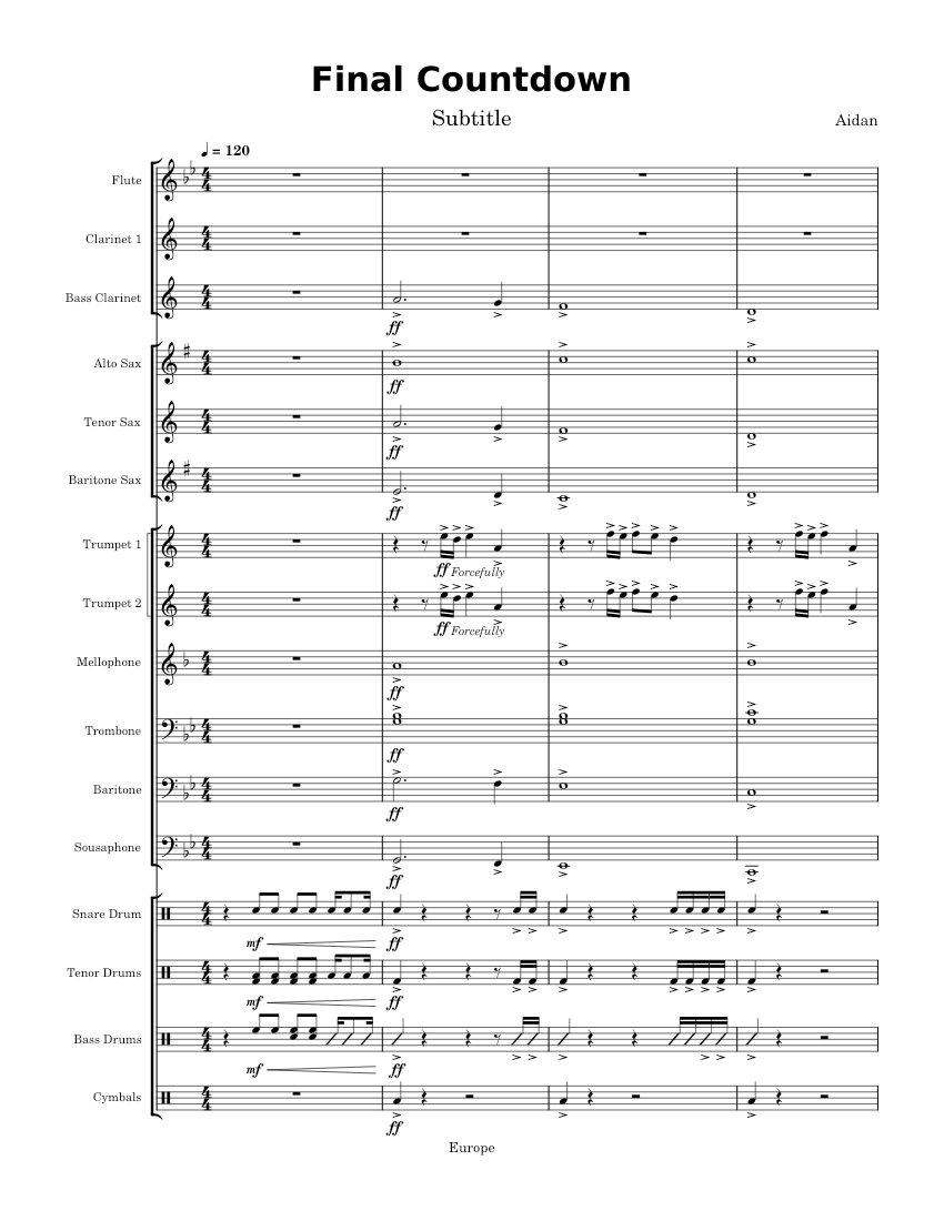 The Final Countdown – Europe Final Countdown Sheet music for Trombone ...