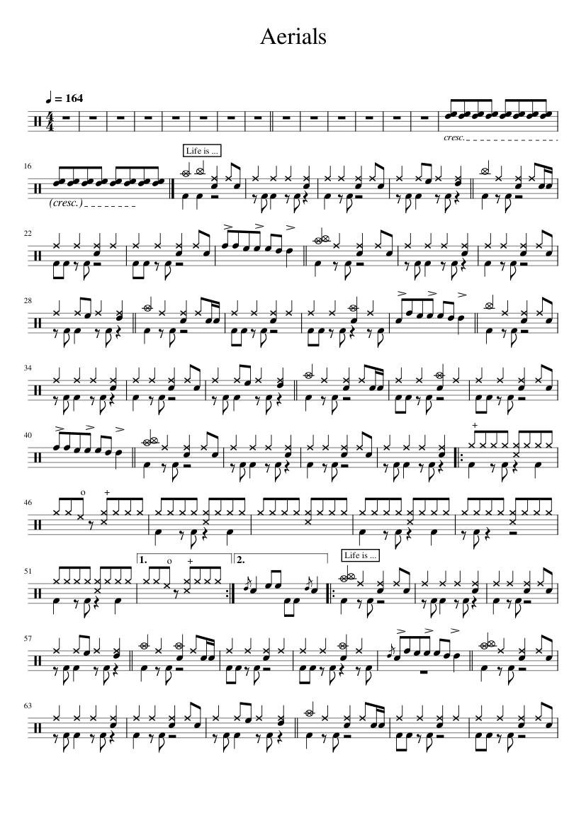 Aerials – System Of A Down Sheet music for Drum group (Solo ...