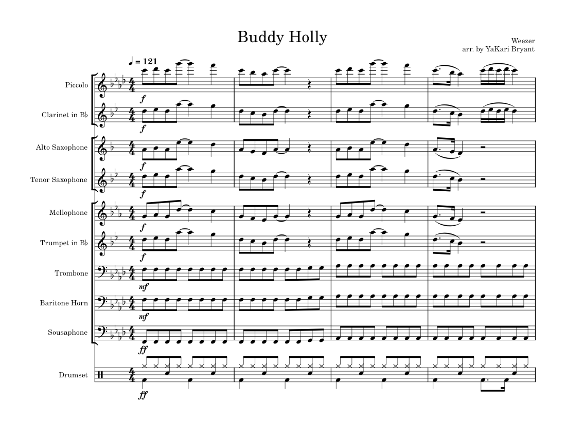 Buddy Holly – Weezer Sheet music for Trombone, Tuba, Oboe, Saxophone alto & more instruments ...